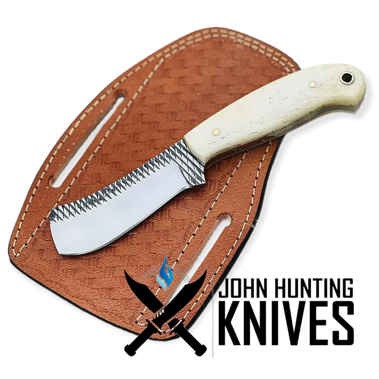 CUSTOM HANDMADE COWBOY KNIFE RAM HORN HANDLE & RASP STEEL BLADE - John ...